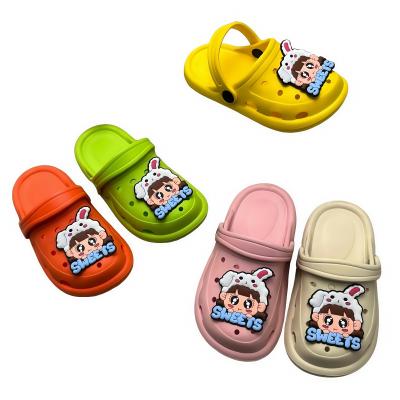 China EVA Kids Cartoon Girl with Bunny Hood Decorated Clogs Casual Slippers for sale