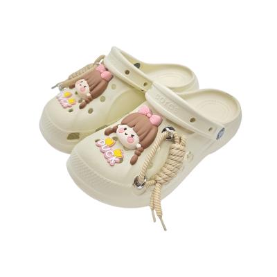 China EVA Girls Cartoon Character Decorated Clogs with Rope Laces for sale