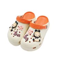 China EVA women platform clogs with cartoon charms and adjustable strap for sale