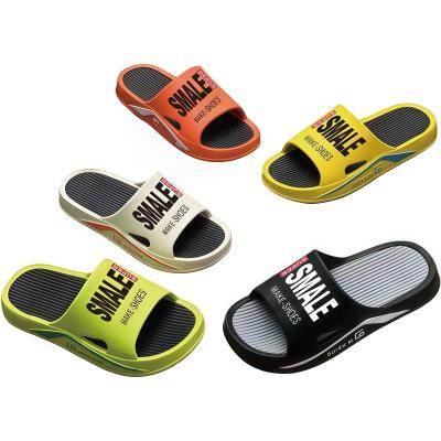 China EVA Men Slides with SMALE Print Thick Sole Non-slip Casual Slippers for sale