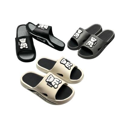 China Factory Direct 100% Virgin EVA Men 3D Bear Slides, Striped Massage Insole Thick Sole Non-slip Casual Slippers for sale