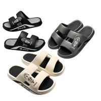 China Factory Direct 100% Virgin EVA Men Retro Badge Double Strap Slides, Thick Sole Shock Absorbing Massage Outdoor Slippers for sale