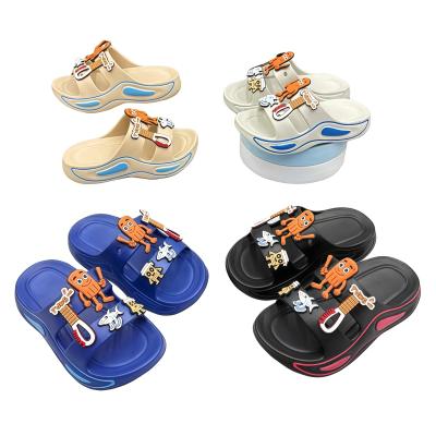 China Factory Direct 100% Virgin EVA Kids 3D Cartoon Tool Man Double Strap Slides, Thick Sole Non-slip Boys Sports Slippers for sale
