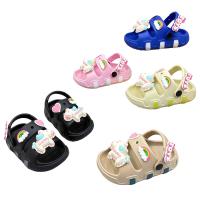 China EVA Kids Clogs with 3D Cartoon Unicorn Rainbow Design, Non-slip Soft Sole Two-way Wear Toddler Garden Shoes for sale