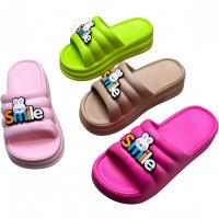 China EVA Women Smile Rabbit Cartoon Thick Sole Slides Cute Casual Home Slippers for sale