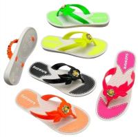 China EVA Women 3D Flower Decor Two-tone Flip Flops for sale
