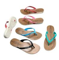 China PVC Women Wood Grain Sole Casual Flip Flops for sale