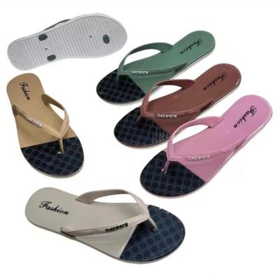 China PVC Women Flip Flops - Two-Tone Geometric Casual Beach Sandals | Source Factory for sale