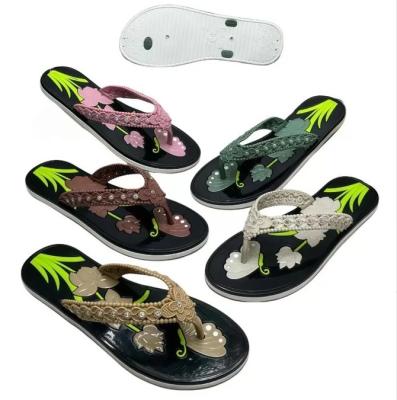 China Trendy 3D Floral Decor Eco-Friendly PVC Flip Flops for Women Summer/Spring Beach & Casual Wear for sale