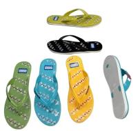 China PVC Ladies Square Toe Geometric Square Print Flip Flops Casual Beach Sandals for sale