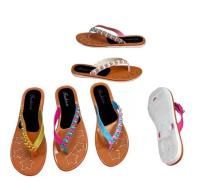 China PVC Ladies Chevron Strap Rivet Star Embossed Flip Flops Casual Beach Sandals for sale
