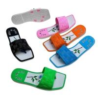 China PVC Ladies Woven Strap Rose Print Flip Flops Casual Beach Sandals for sale
