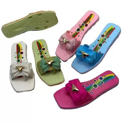 China EVA Bow Decor Floral Print Women Slides - Factory Direct for sale