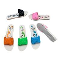 China EVA Women Slides with Quilted Texture, Rhinestones and Floral Prin for sale