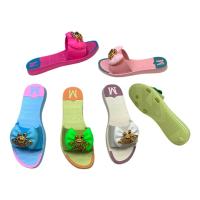 China EVA Women Slides with Bow, Gold Bee Decoration and M Print for sale