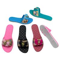 China PVC Women Slides with Bow, Gold Bee Decoration and Butterfly Print for sale