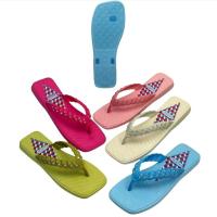 China EVA Women Flip Flops with Braided Strap, Rhinestone Details and Diamond Print for sale