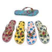 China PVC Women Flip Flops with Cute Heart Print and Sparkling Strawberry Decor for sale