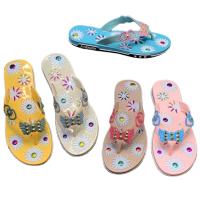 China PVC Women Flip Flops with Daisy Print, Wing Decor and Colorful Rhinestones for sale
