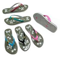 China PVC Women Bow Print Sole Thongs With Two-tone Strap And Star Accent for sale