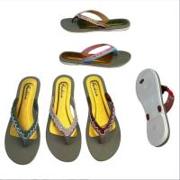 China PVC Women Wavy Colorful Edge Print Thongs With Gold Lining And Brand Mark for sale