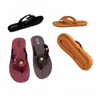 China EVA Women Solid Color Flip Flops With 3D Flower Accent And Brand Mark for sale