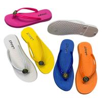 China EVA Women Solid Color Flip Flops With Brand Logo Accent for sale