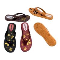 China EVA Women Flower Print Flip Flops With Colorful Rhinestone Studs for sale