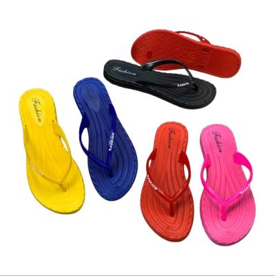 China PVC Women's Solid Color Fashion Flip Flops Anti-slip Summer Beach Sandals for sale