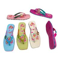 China EVA Women Flower Decor Metal Buckle Flip Flops Anti-slip Summer Beach Sandals for sale