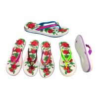 China EVA Women Rose Pattern Flip Flops Anti-slip Lightweight Beach Sandals for Summer for sale