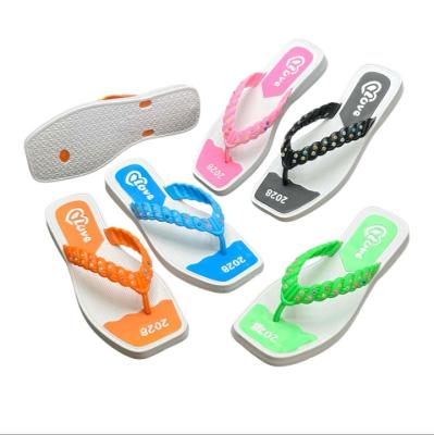 China EVA Women Love Pattern Beaded Strap Flip Flops Anti-slip Summer Beach Sandals for sale