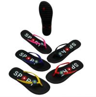 China EVA Women Black Sole SPORT Letter Print Flip Flops With Flower Decoration for sale