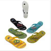 China PVC Women Geometric Print Flip Flops With Circle Decoration for sale