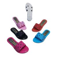 China PVC Women Heart Rhinestone Decor Slide Sandals for sale