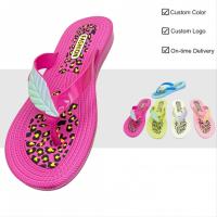 China Women's EVA Flip Flops — Leopard Print Footbed, Gradient 3D Leaf Strap Decor, Multi-Color Options for sale