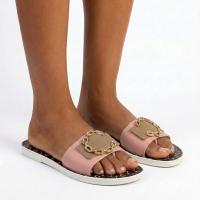 China PVC Flip Flops with Arrow Print and Gold Chain | Wholesale Factory for sale