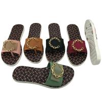 China PVC Flip Flops with Arrow Print and Gold Chain | Wholesale Factory for sale