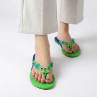 China PVC Flip Flops with Bowknot Beaded Flower and Two-Tone Sole | Wholesale Factory for sale