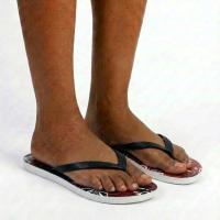 China PVC Flip Flops with Abstract Floral Print and White Edge Sole | Wholesale Factory for sale