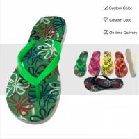 China PVC Flip Flops with Abstract Floral Print and White Edge Sole | Wholesale Factory for sale