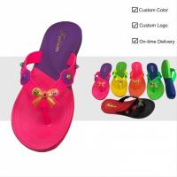 China PVC Flip Flops with Bowknot Beaded Flower and Two-Tone Sole | Wholesale Factory for sale