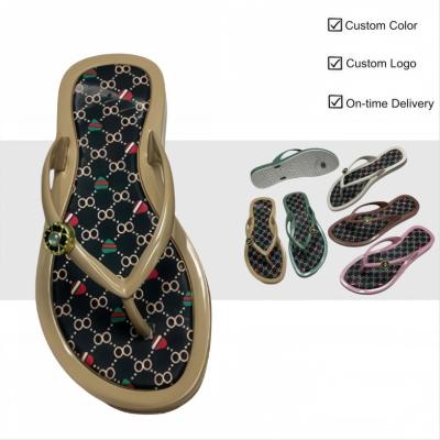 China PVC Flip Flops with Vintage Ring Print and Decorative Buckle | Wholesale Factory for sale