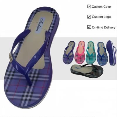 China EVA Flip Flops with Tartan Print and Nameplate | Factory Wholesale for sale