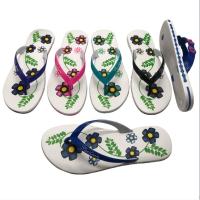 China EVA Flip Flops with Pastoral Floral Print and Wave Edge | Factory Wholesale for sale