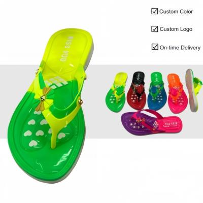 China PVC Flip Flops with Gradient Color and Flower Decor | Wholesale Factory for sale