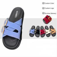 China Flocked Cross-Band Slides with Rhinestone Buckles and PVC Sole | Factory Wholesale for sale