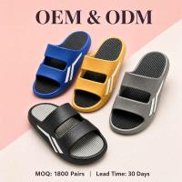 China EVA Two Strap Striped Insole Three Stripe Decor Anti-slip Slide Sandals for sale