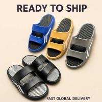 China EVA Two Strap Striped Insole Three Stripe Decor Anti-slip Slide Sandals for sale