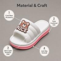 China EVA Kids Platform Slides, Cute Bear Thick Sole Wholesale Slippers for sale